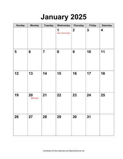 Free 2025 Calendar With Holidays